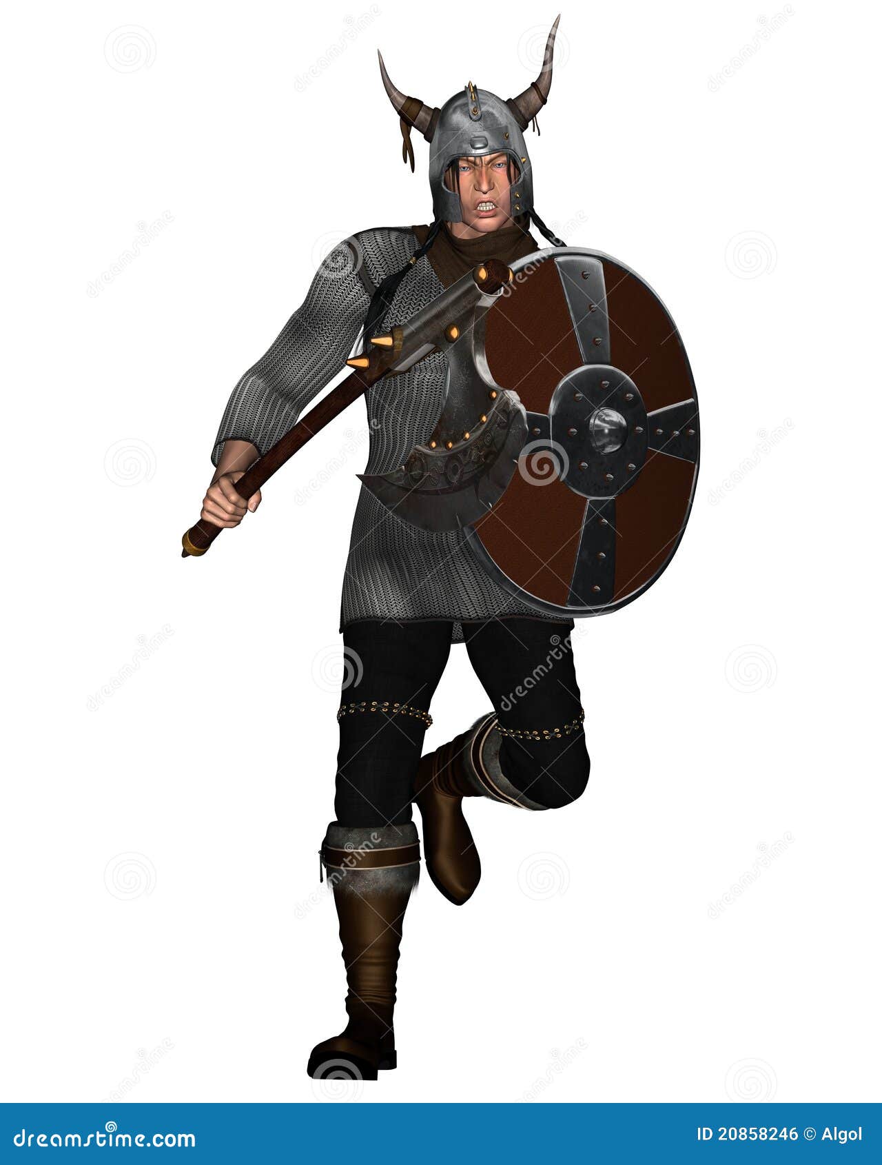 Fantasy Style Viking Warrior Attacking Stock Illustration ...