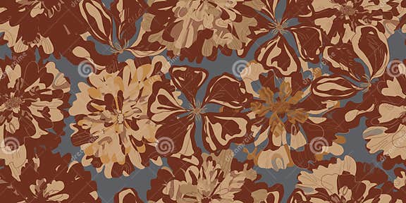 Fantasy Stylized Blooming Floral Pattern with Assorted Flowers Seamless ...