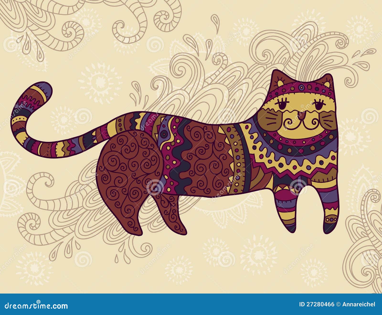 Fantasy stylized cat stock vector. Illustration of imprint - 27280466