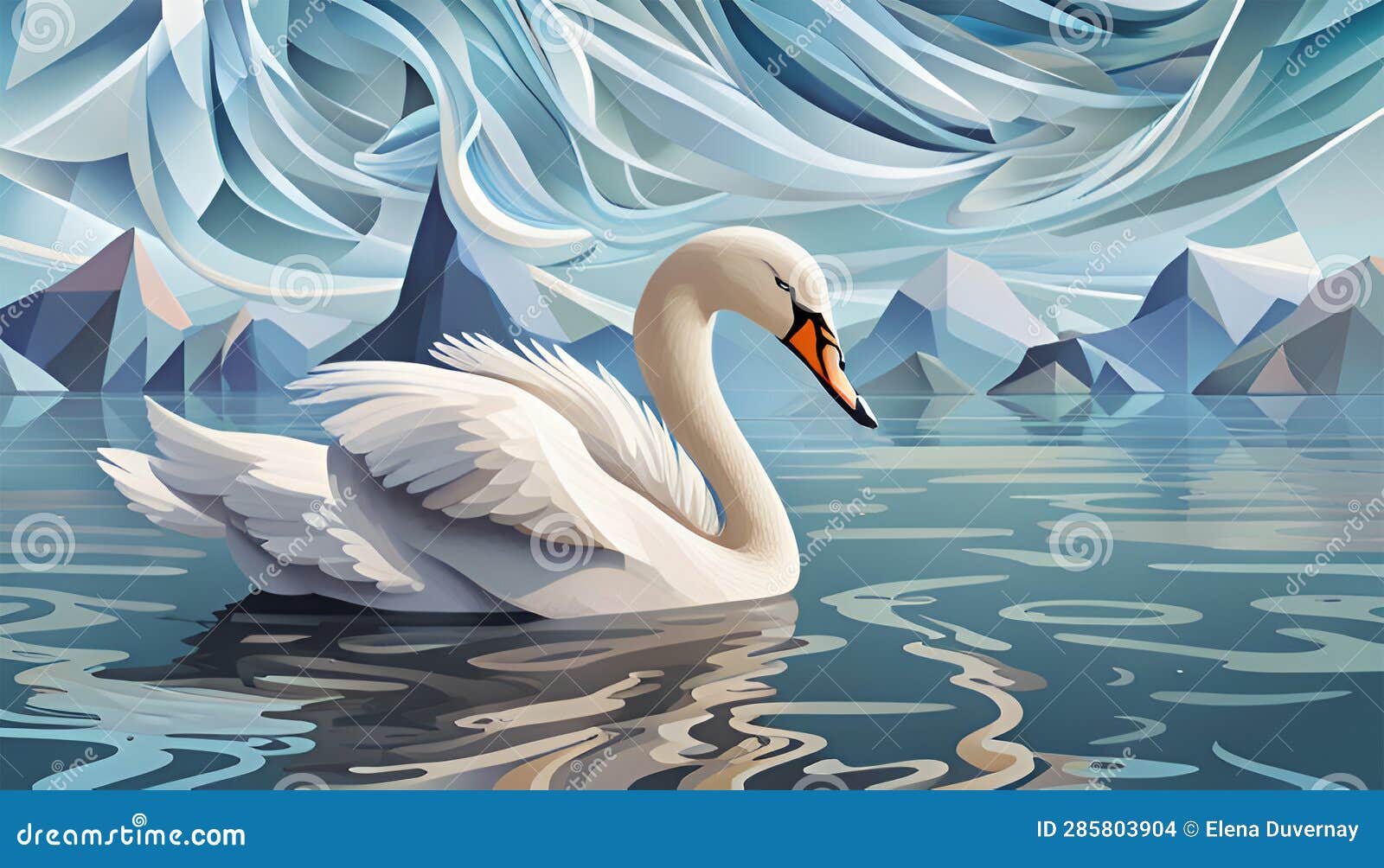 Fantasy Swan Portrait - Generative AI Stock Illustration - Illustration of detailed, blue: 285803904