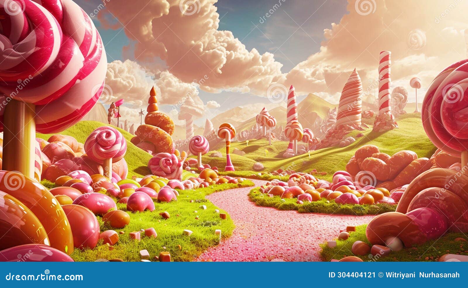 Fantasy Sweet Candy Land with Lollies. Ai Generative Stock Illustration ...