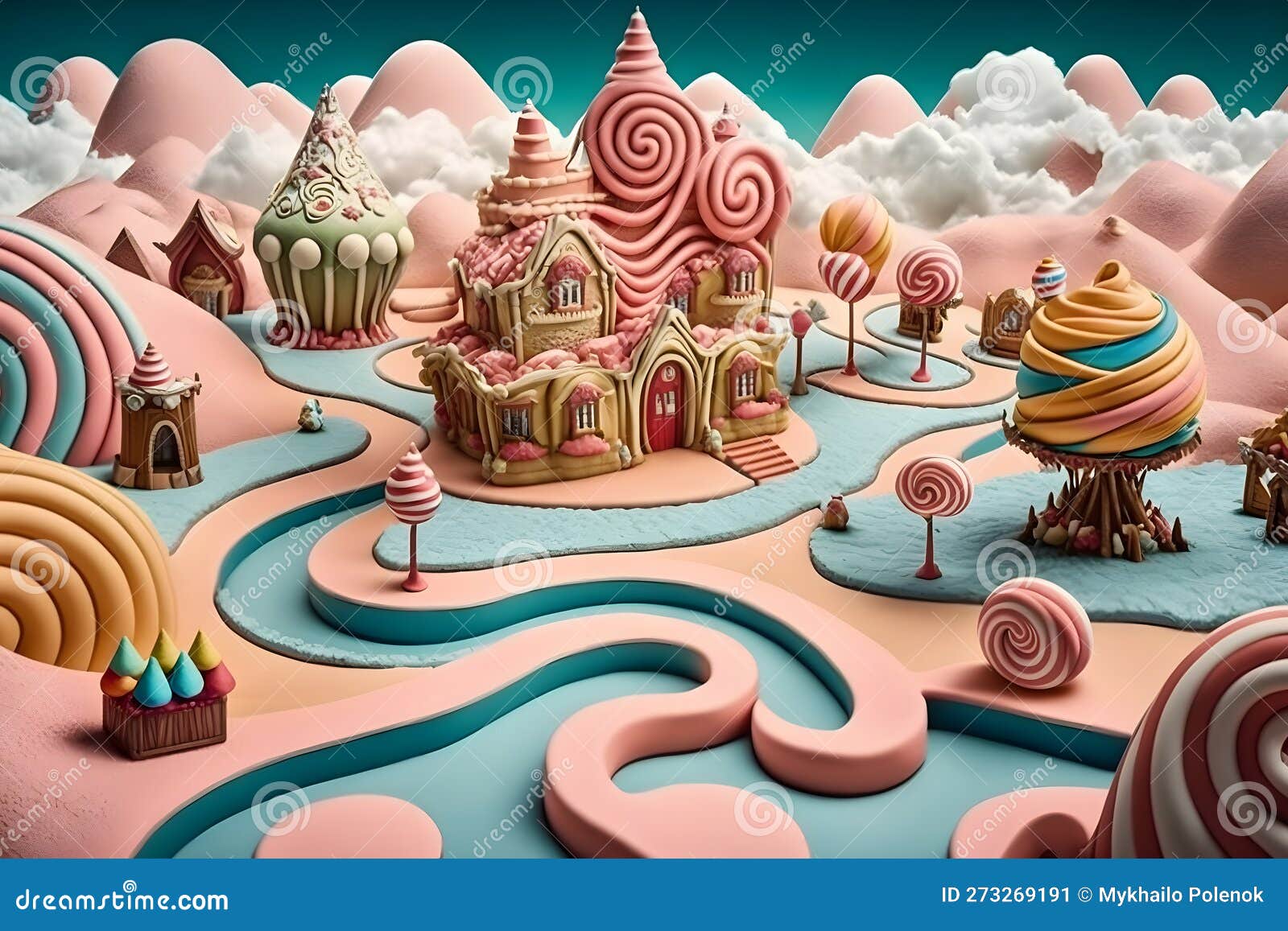 Fantasy Sweet Candy Land. Neural Network AI Generated Stock ...