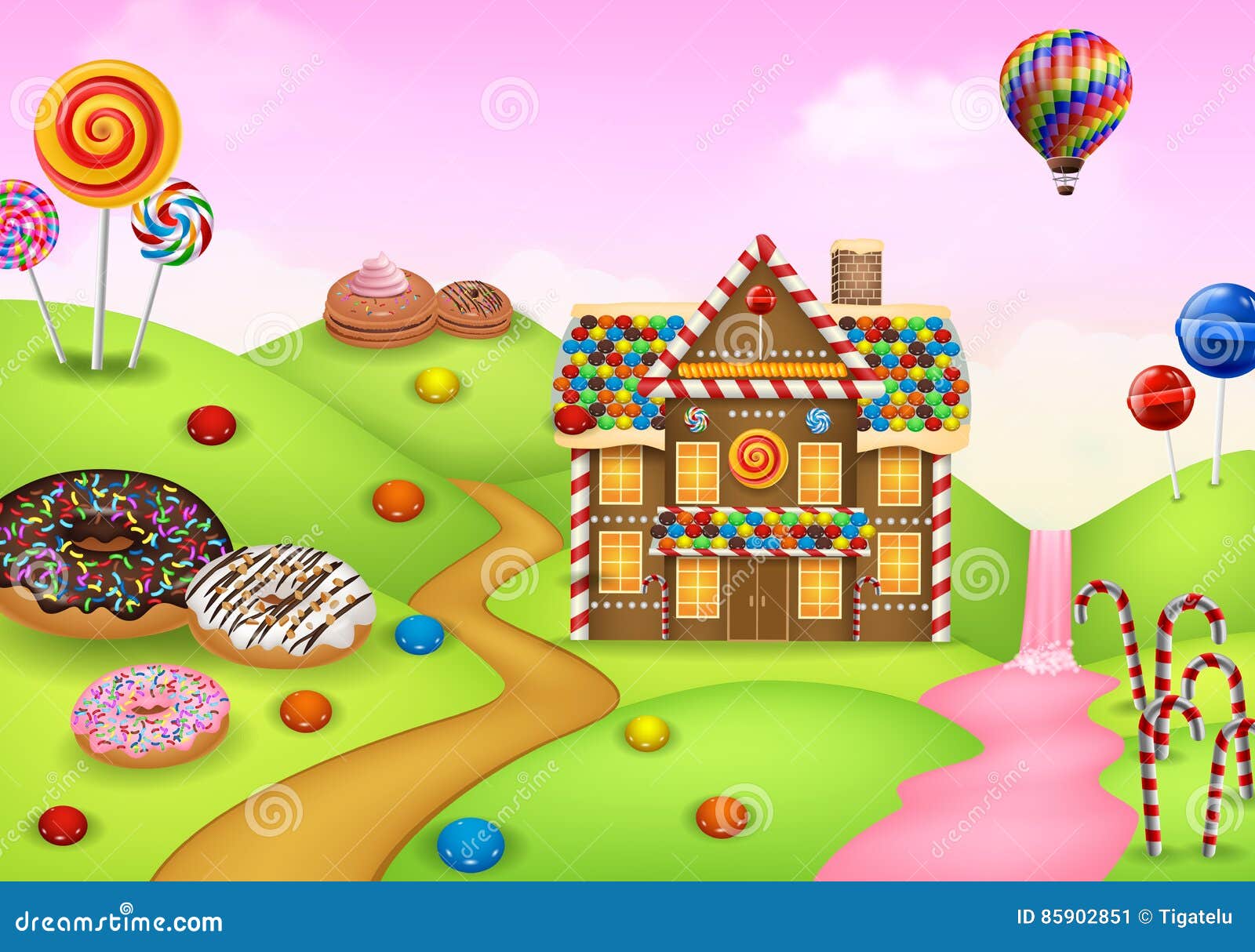Fantasy sweet candyland stock vector. Illustration of cane - 85902851