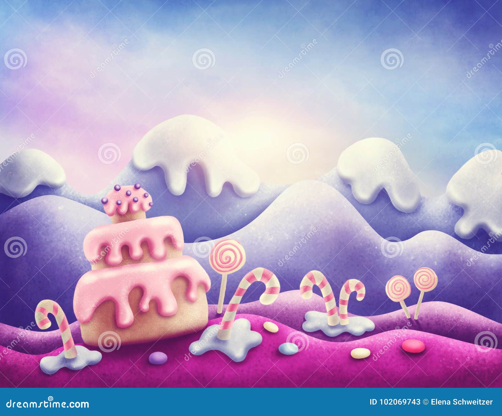 Fantasy sweet land stock illustration. Illustration of muffin - 102069743