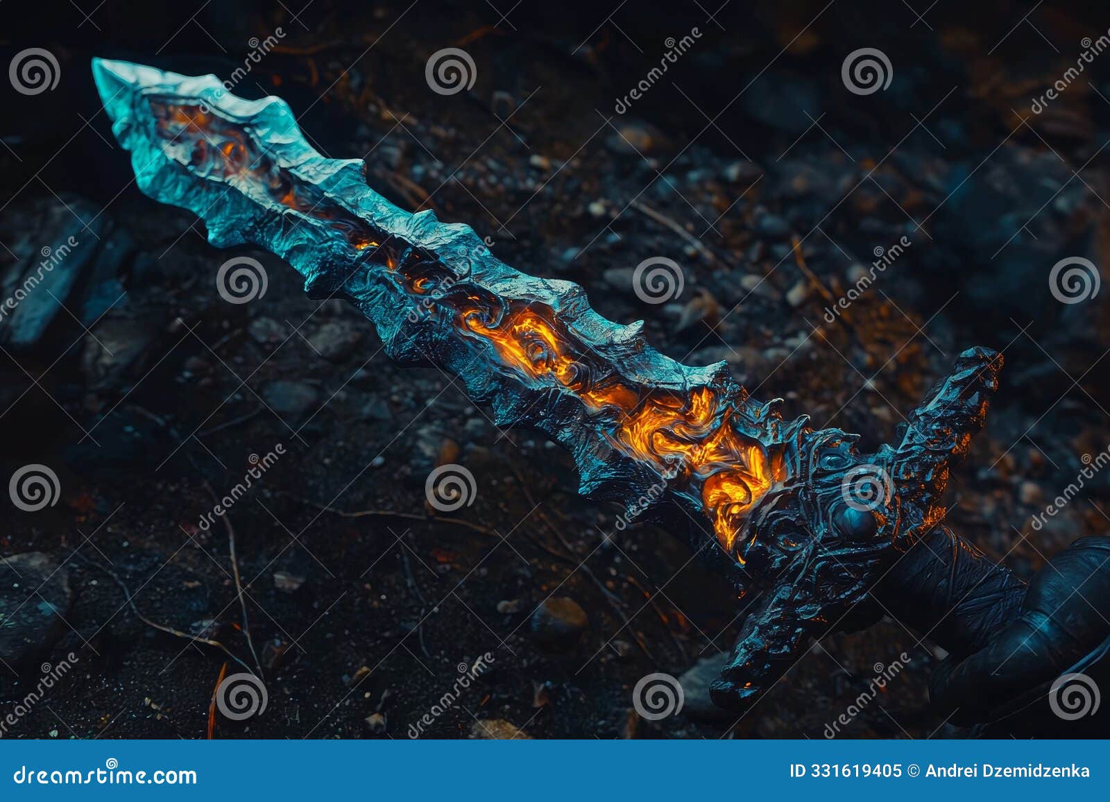 Fantasy Sword Featuring the Elements of Fire, Water, Earth, and Air ...