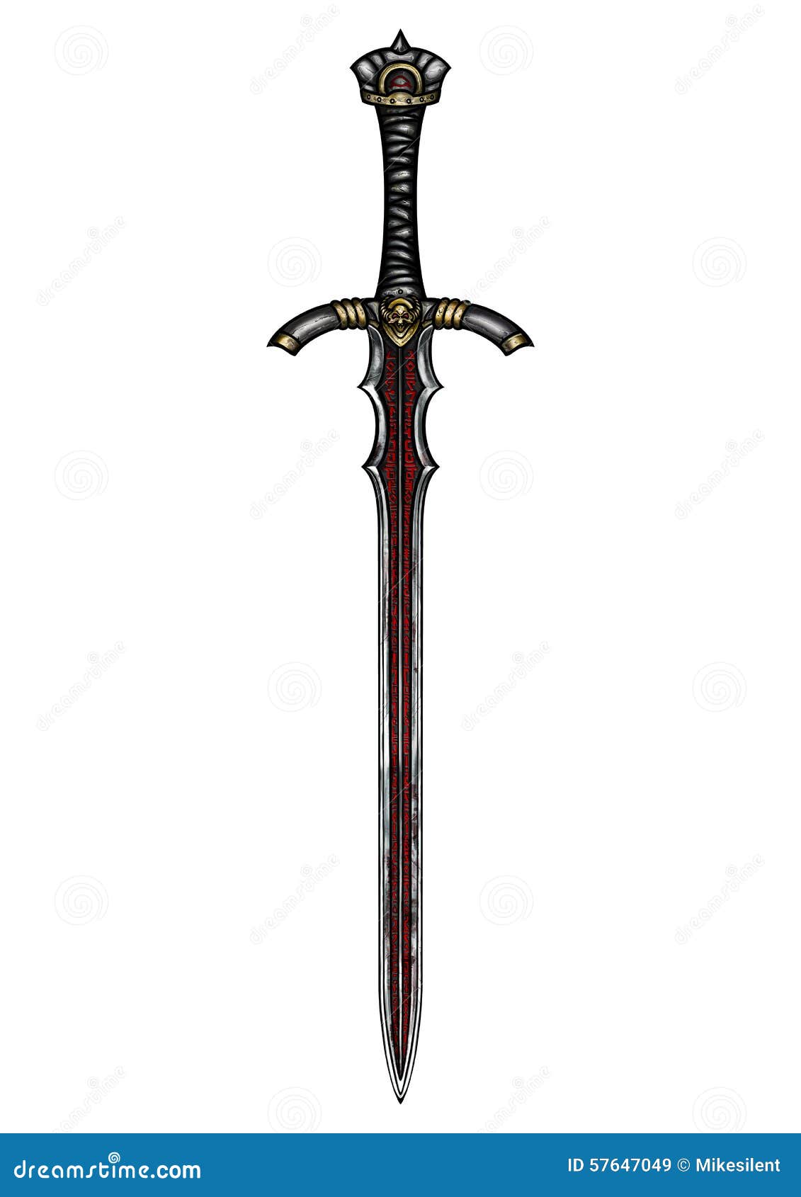 Fantasy Sword Standing Upright With Metal Hilt And Blade Cartoon Vector ...