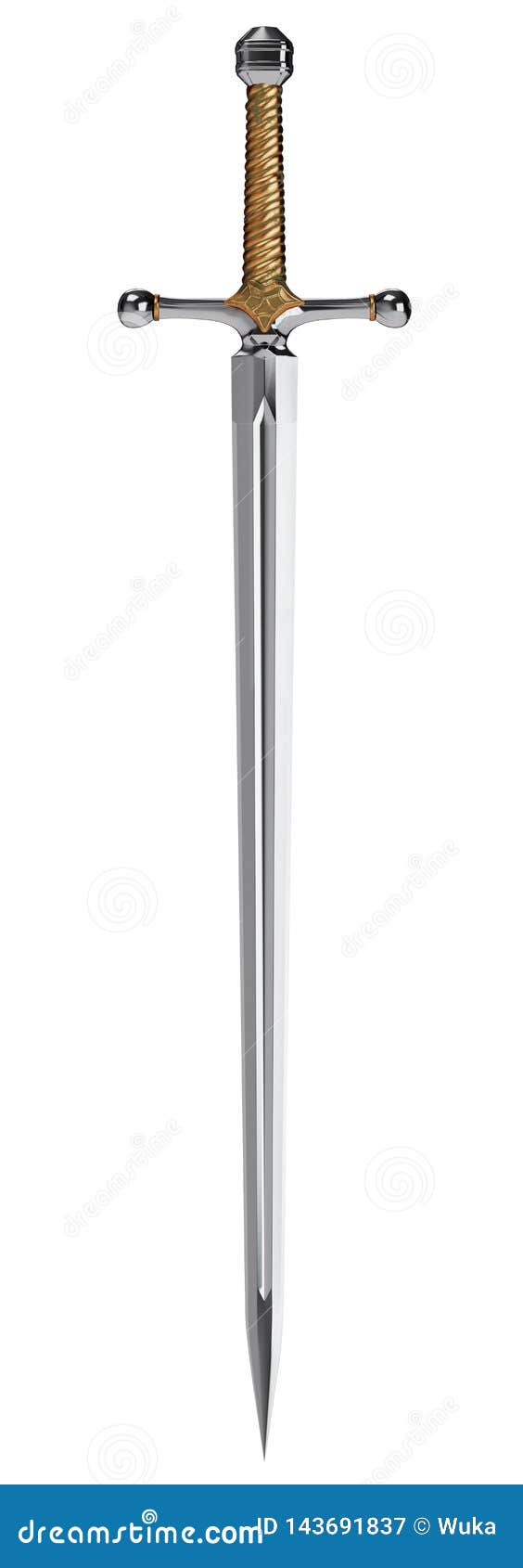 Fantasy Sword Standing Upright With Metal Hilt And Blade Cartoon Vector ...