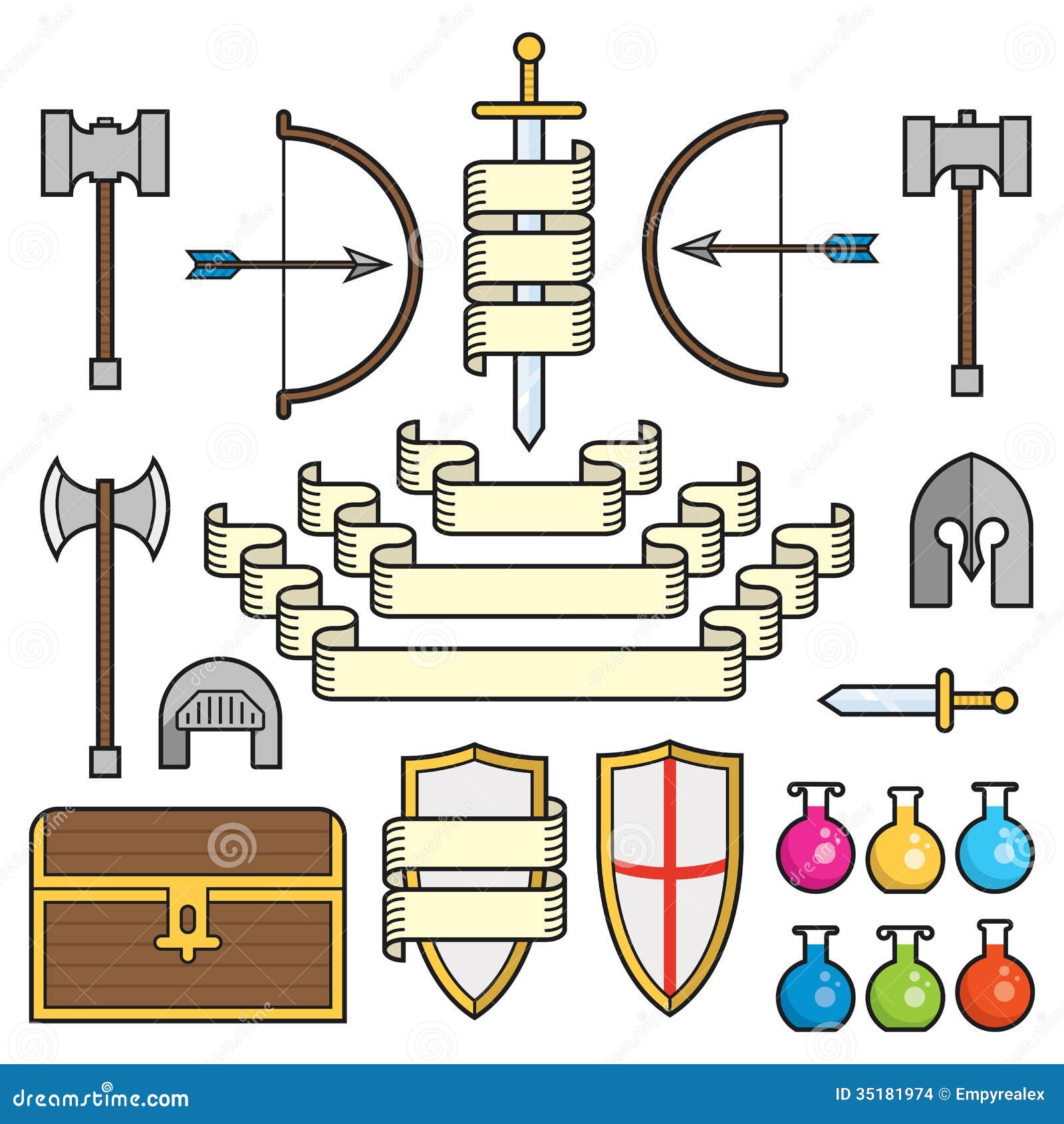 Fantasy Symbols and Scrolls Stock Vector - Illustration of chest ...