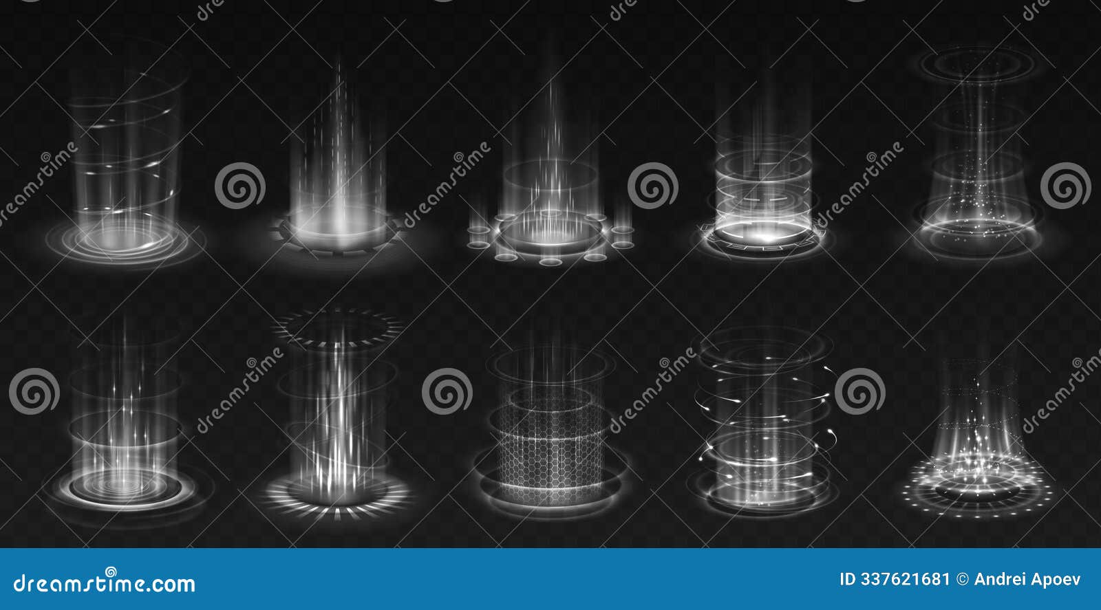 Teleportation Laser Light Effect On Black Background Cartoon Vector ...