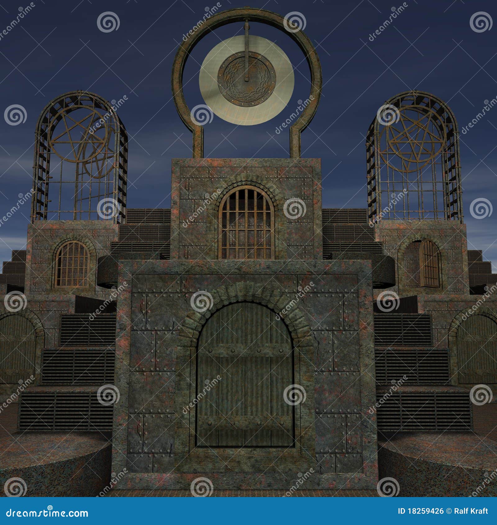 Fantasy Temple With Large Fire Burners Stock Image | CartoonDealer.com ...