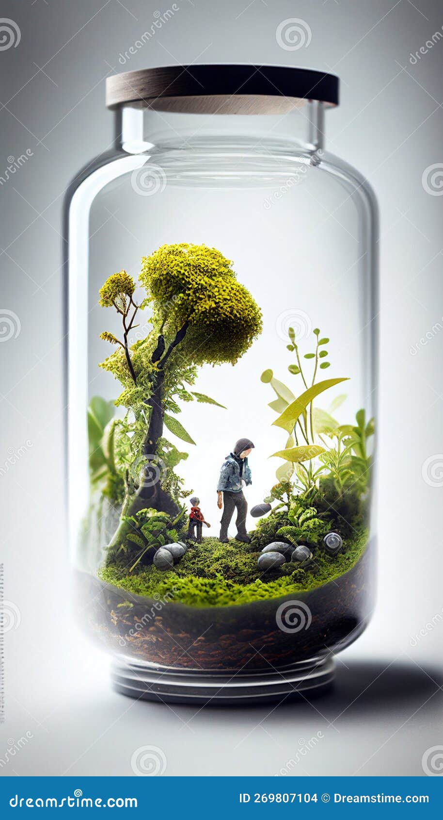 Fantasy Terrarium with Small Human Stock Illustration - Illustration of ...