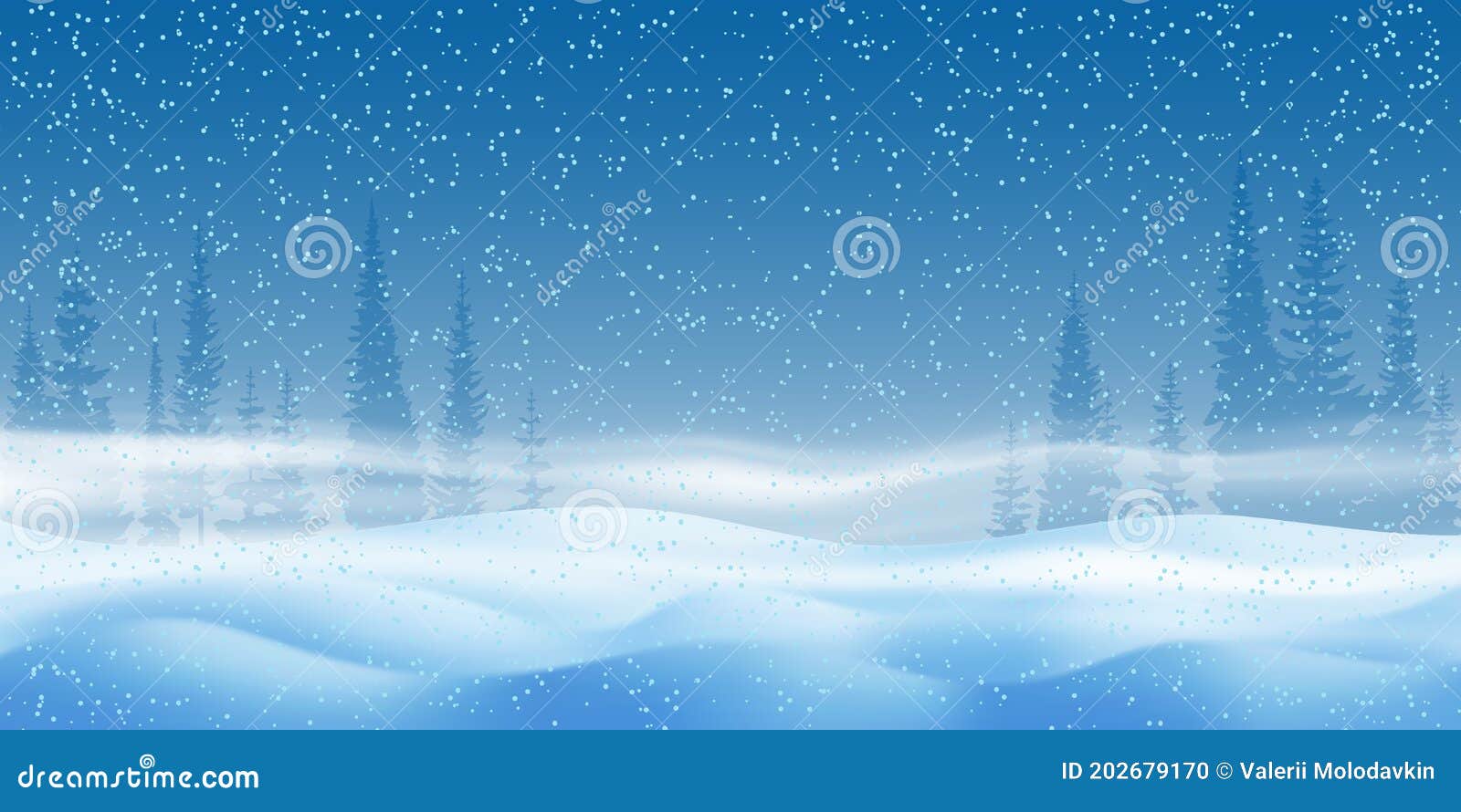 Fantasy on the Theme of the Winter Landscape. Falling Snow, Forest and ...