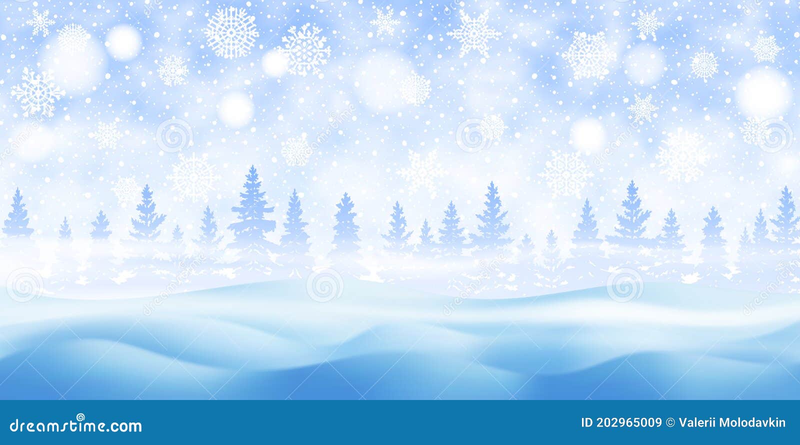 Fantasy on the Theme of the Winter Landscape. Falling Snow, Forest and ...