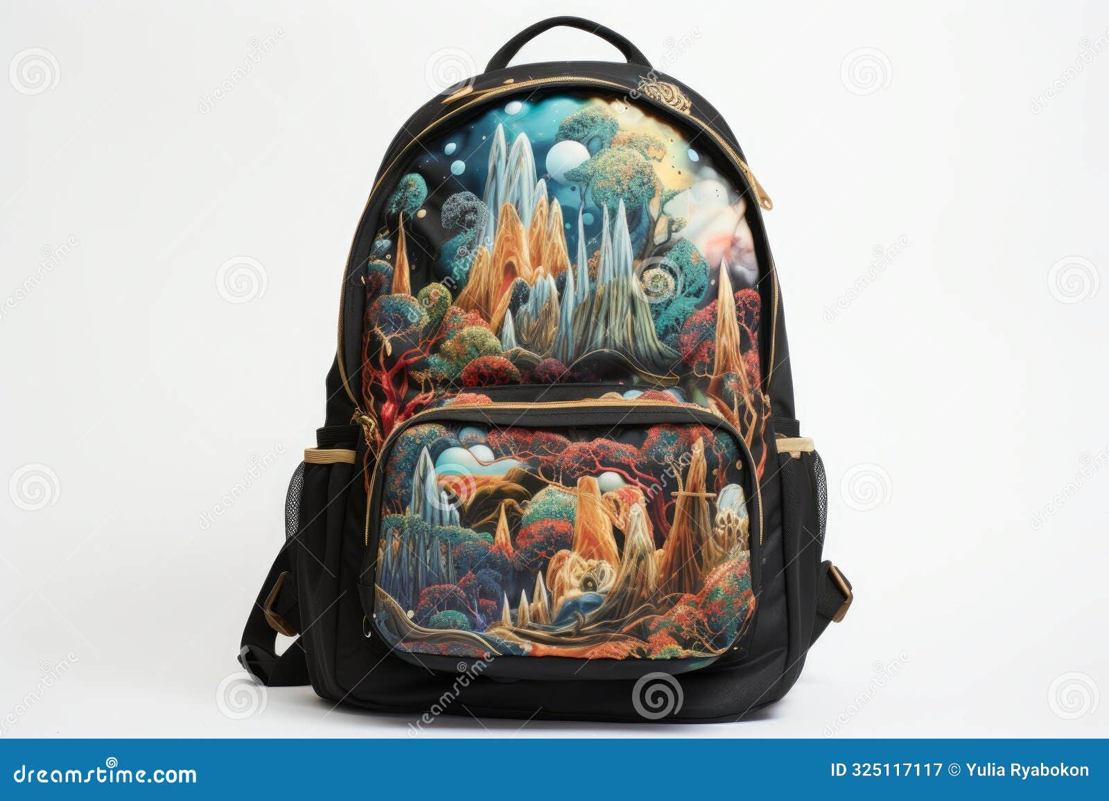 Fantasy Themed Backpack on White Background Stock Illustration ...