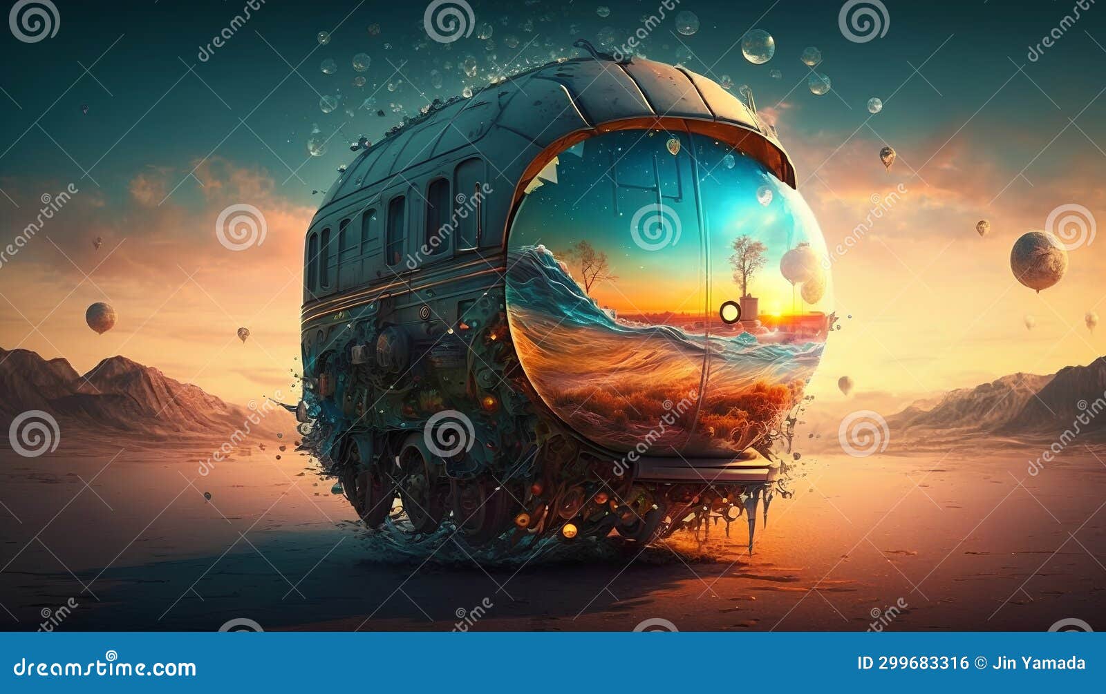 Fantasy Train Flying in the Sky. 3d Render Illustration Stock ...