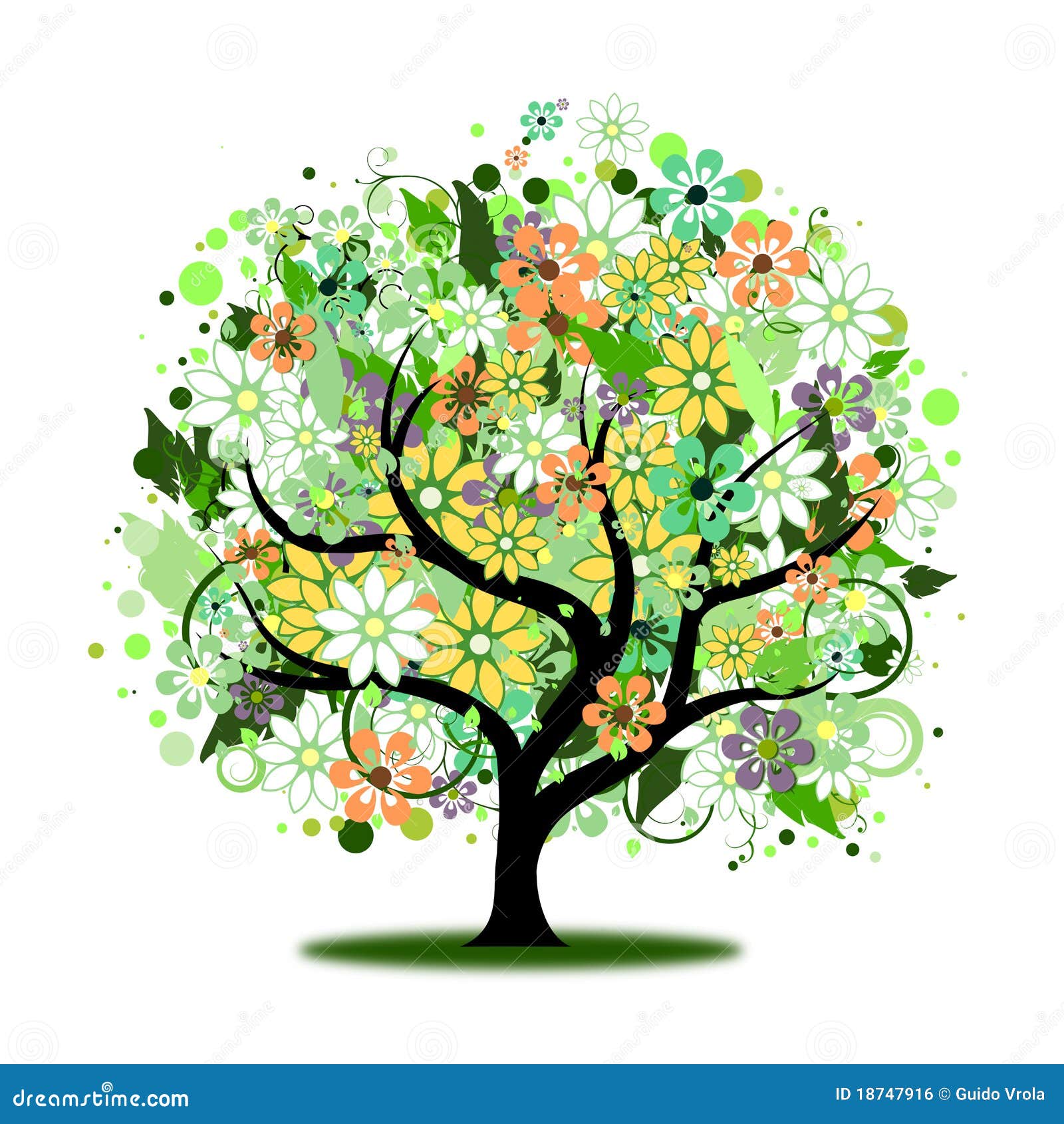 Fantasy tree stock vector. Illustration of daisy, fresh - 18747916