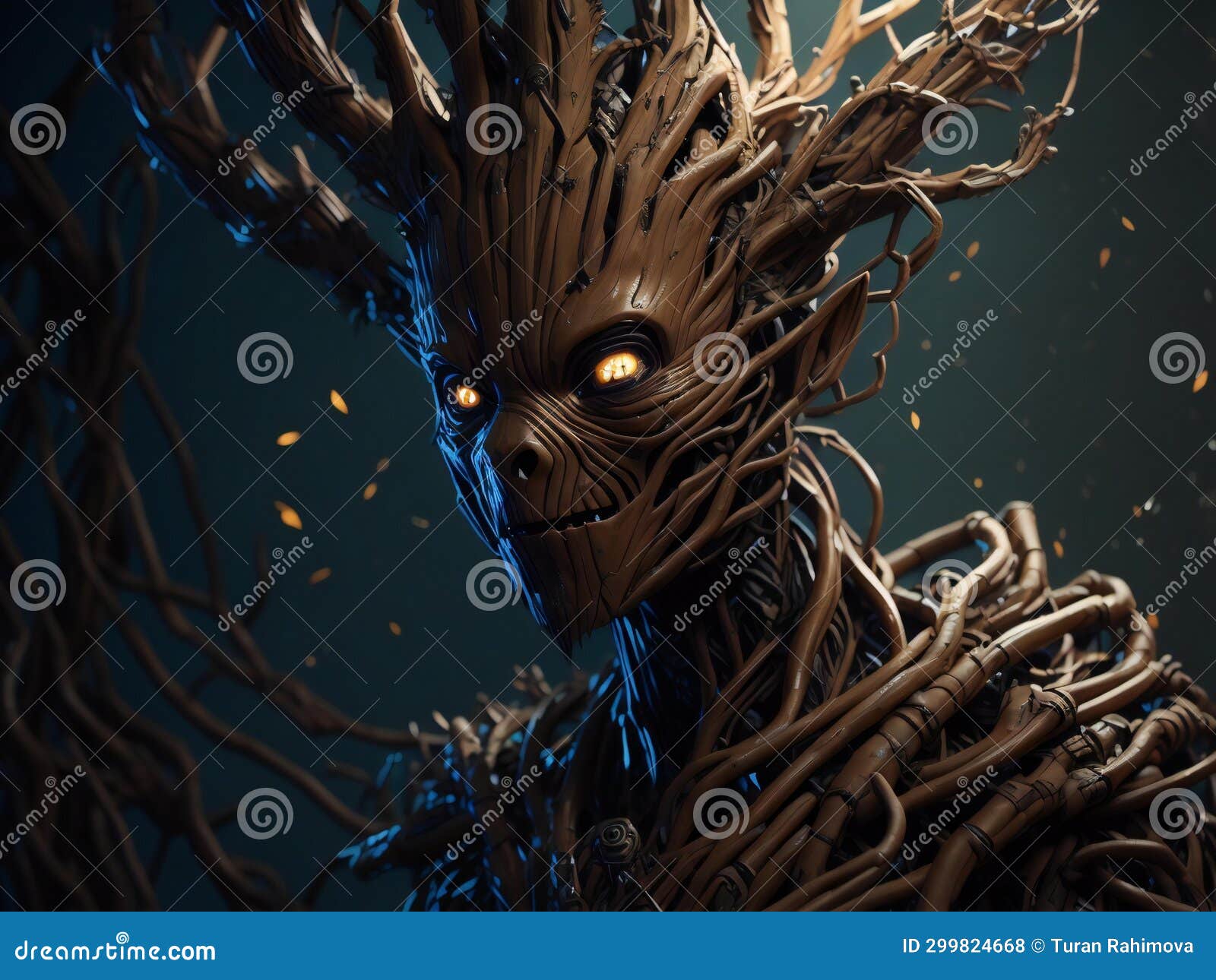 A Fantasy Tree Alien with a Dark Background. Generative Ai Stock ...