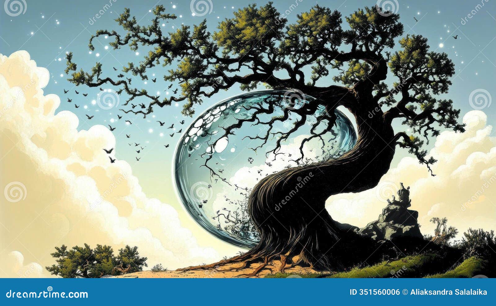 Fantasy Tree Art, an Enormous Hourglass-shaped Tree with a See-through ...