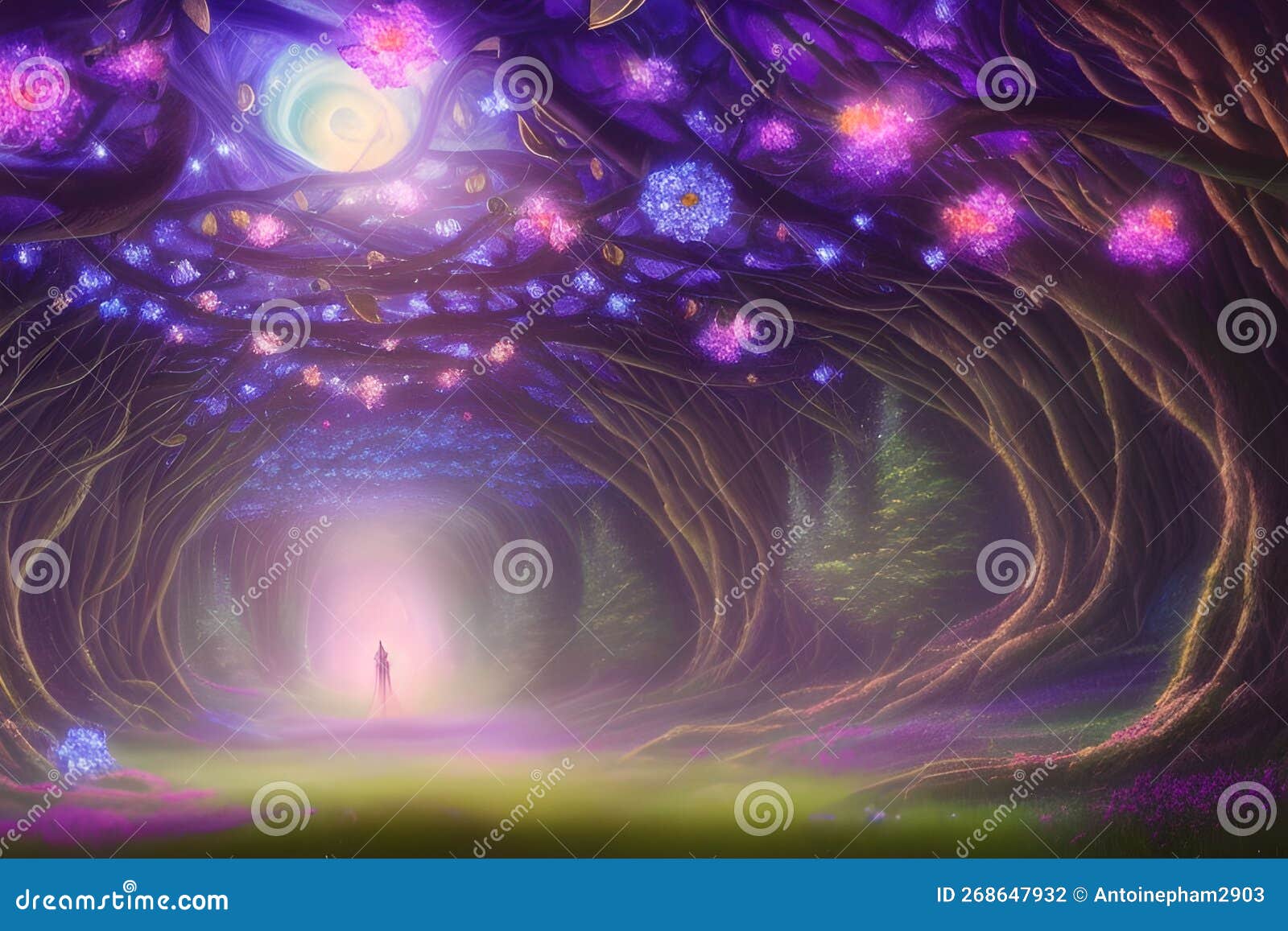 Beautiful Night Sky Shining through Canopy of Trees Stock Illustration ...