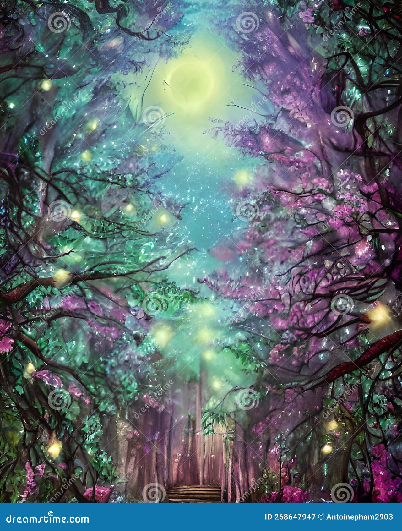 Beautiful Night Sky Shining through Canopy of Trees Stock Illustration ...