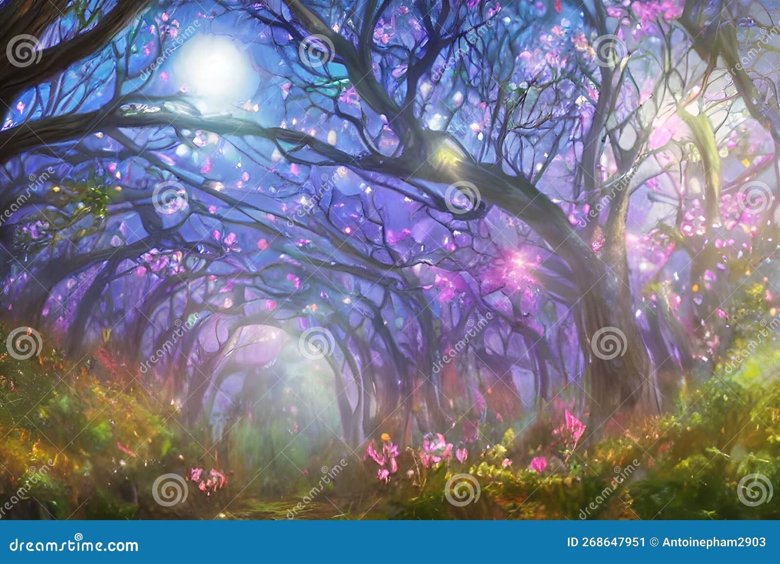 Beautiful Night Sky Shining through Canopy of Trees Stock Illustration ...