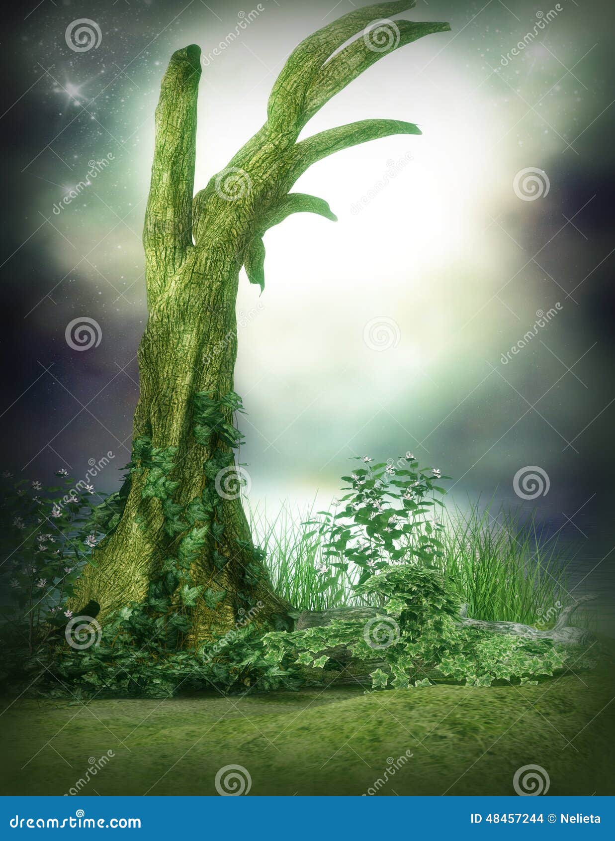 Fantasy tree stock illustration. Illustration of landscape - 48457244