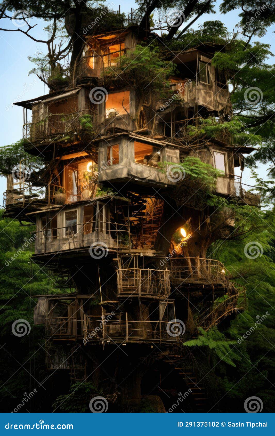 Fantasy Tree House. Fairytale Fantasy Landscape, Tree House Stock ...
