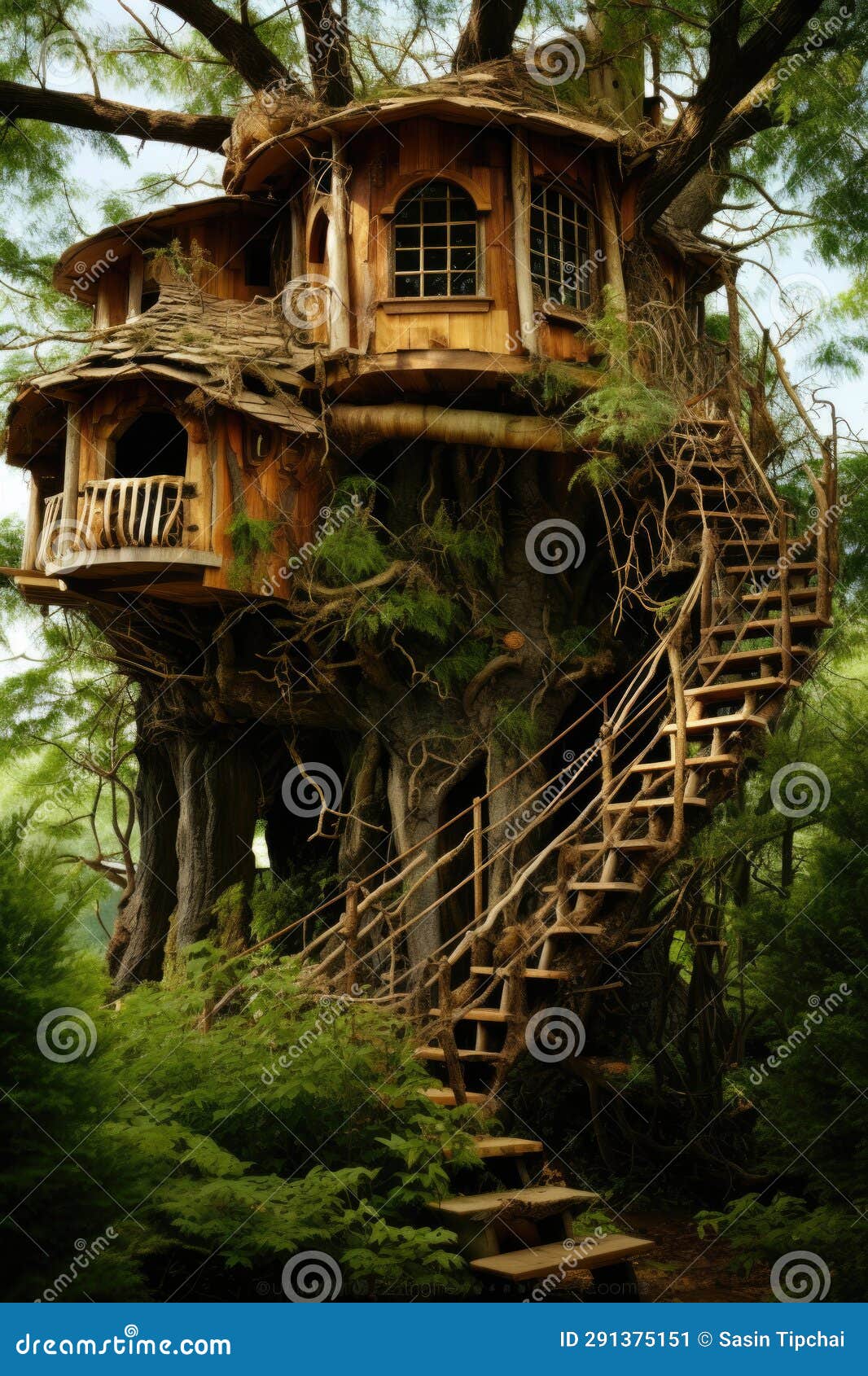 Fantasy Tree House. Fairytale Fantasy Landscape, Tree House Stock ...