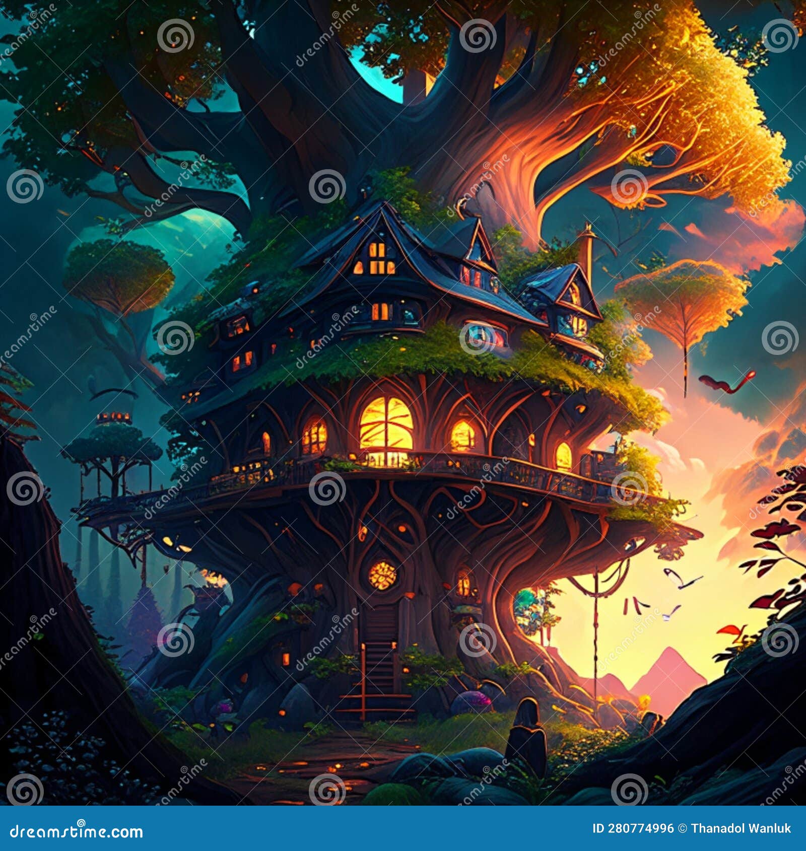 A Fantasy Tree House is a Whimsical and Magical Structure Nestled ...