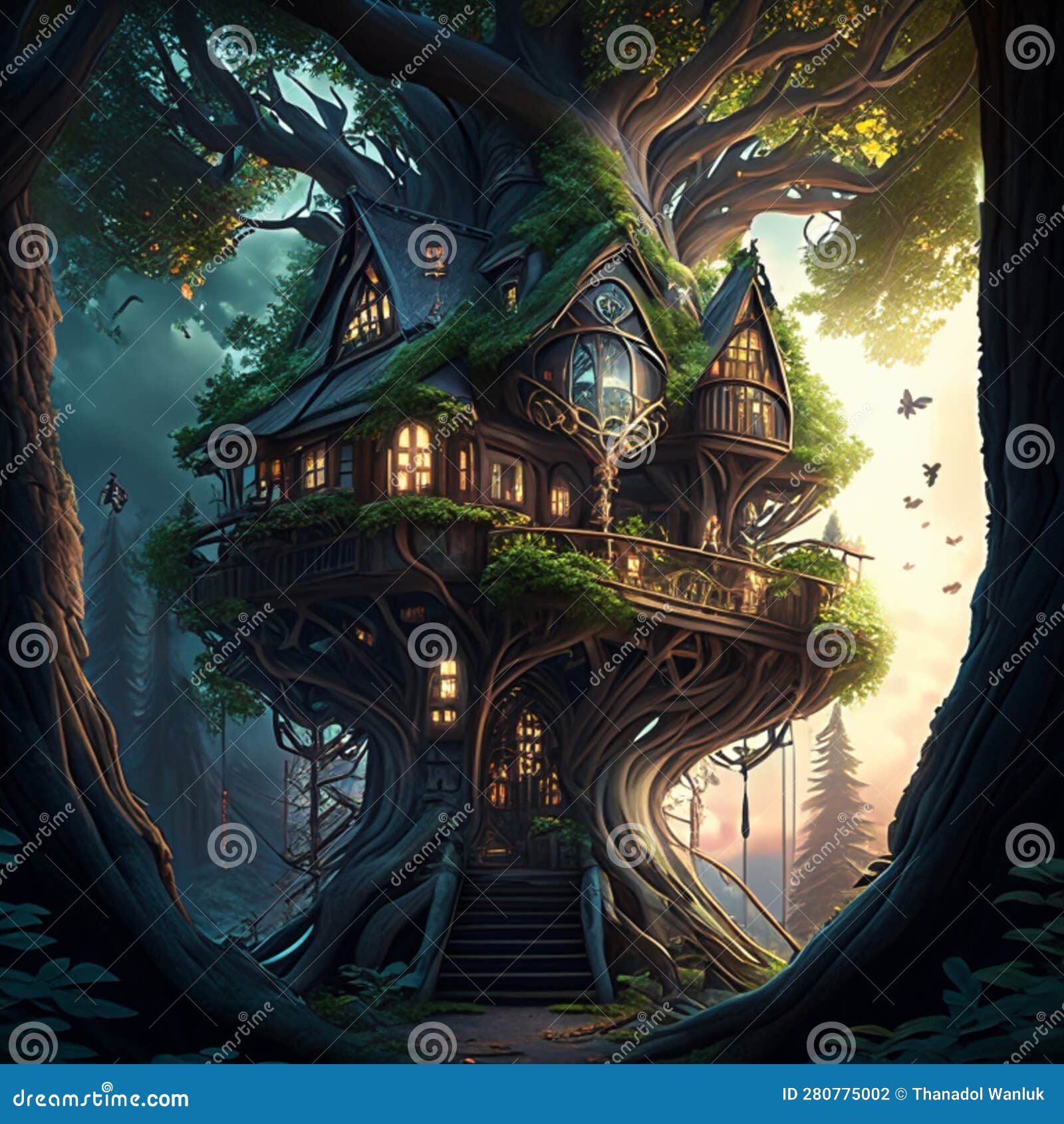 A Fantasy Tree House is a Whimsical and Magical Structure Nestled ...