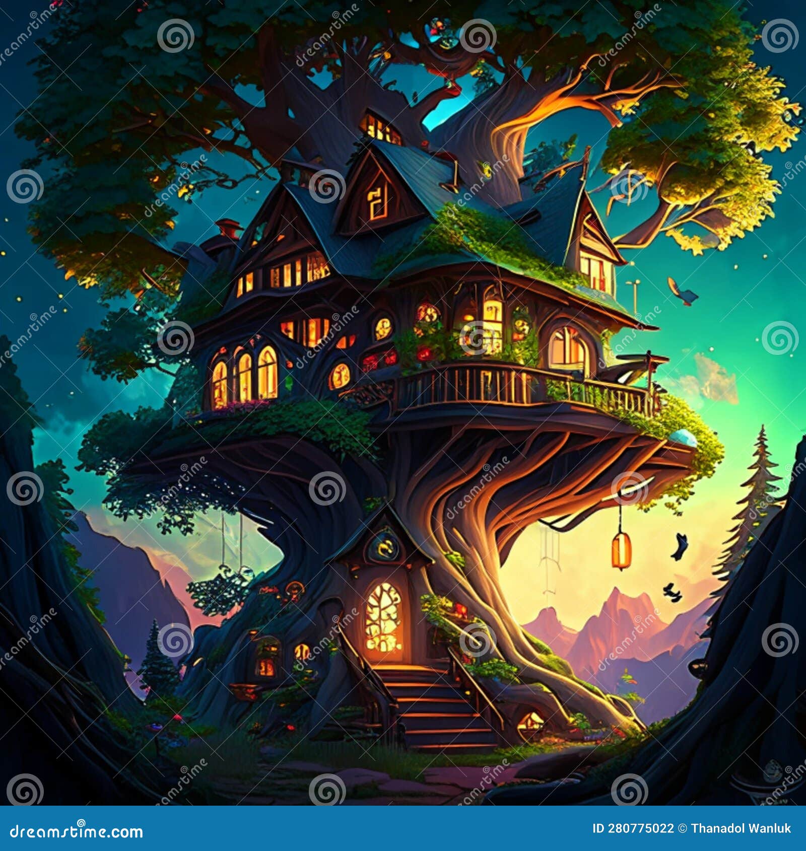 A Fantasy Tree House is a Whimsical and Magical Structure Nestled ...