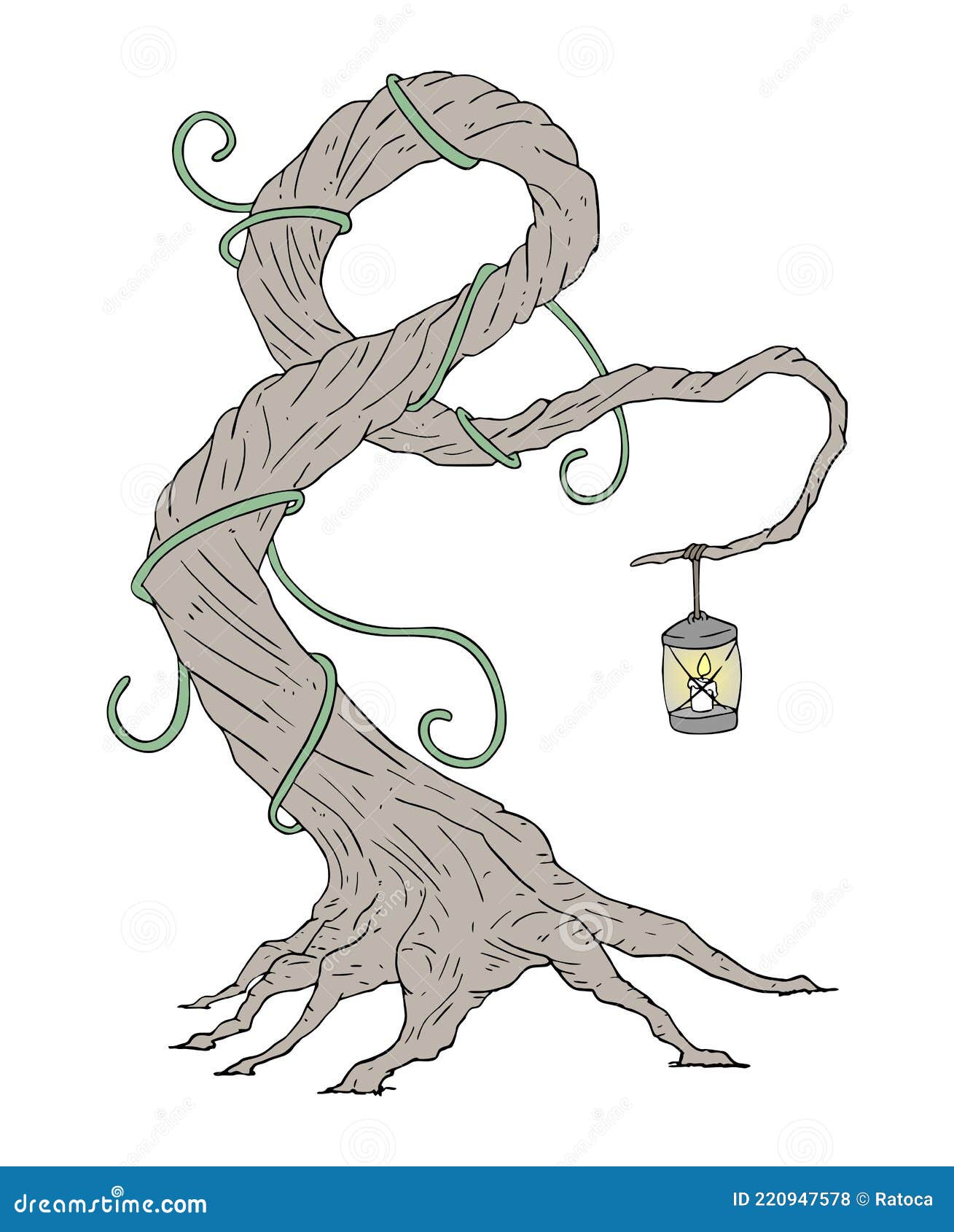 Fantasy tree trunk draw stock vector. Illustration of decorative ...