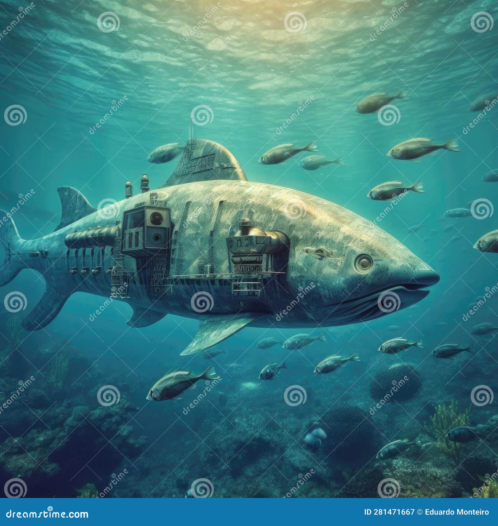 Fantasy Underwater Submarine in the Ocean Stock Illustration ...