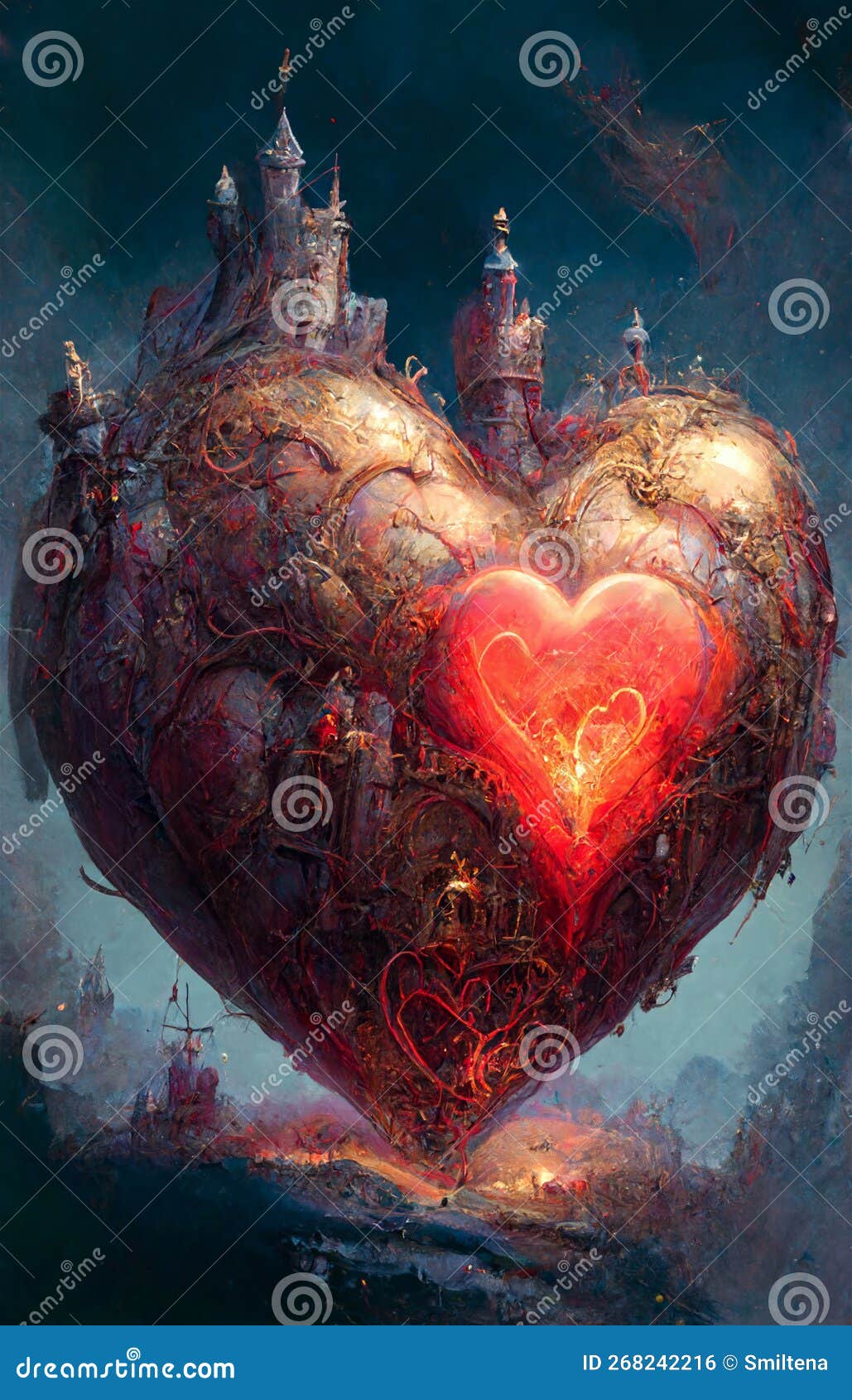 Fantasy Valentine Heart Illustration Created with Generative AI Stock ...
