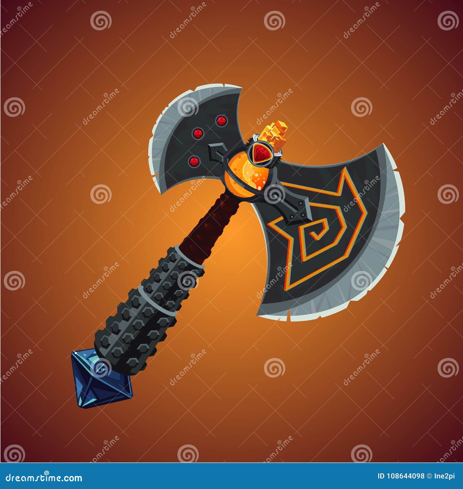 Fantasy Viking Axe. Magic Weapon. Game Design Concept. Stock Vector ...