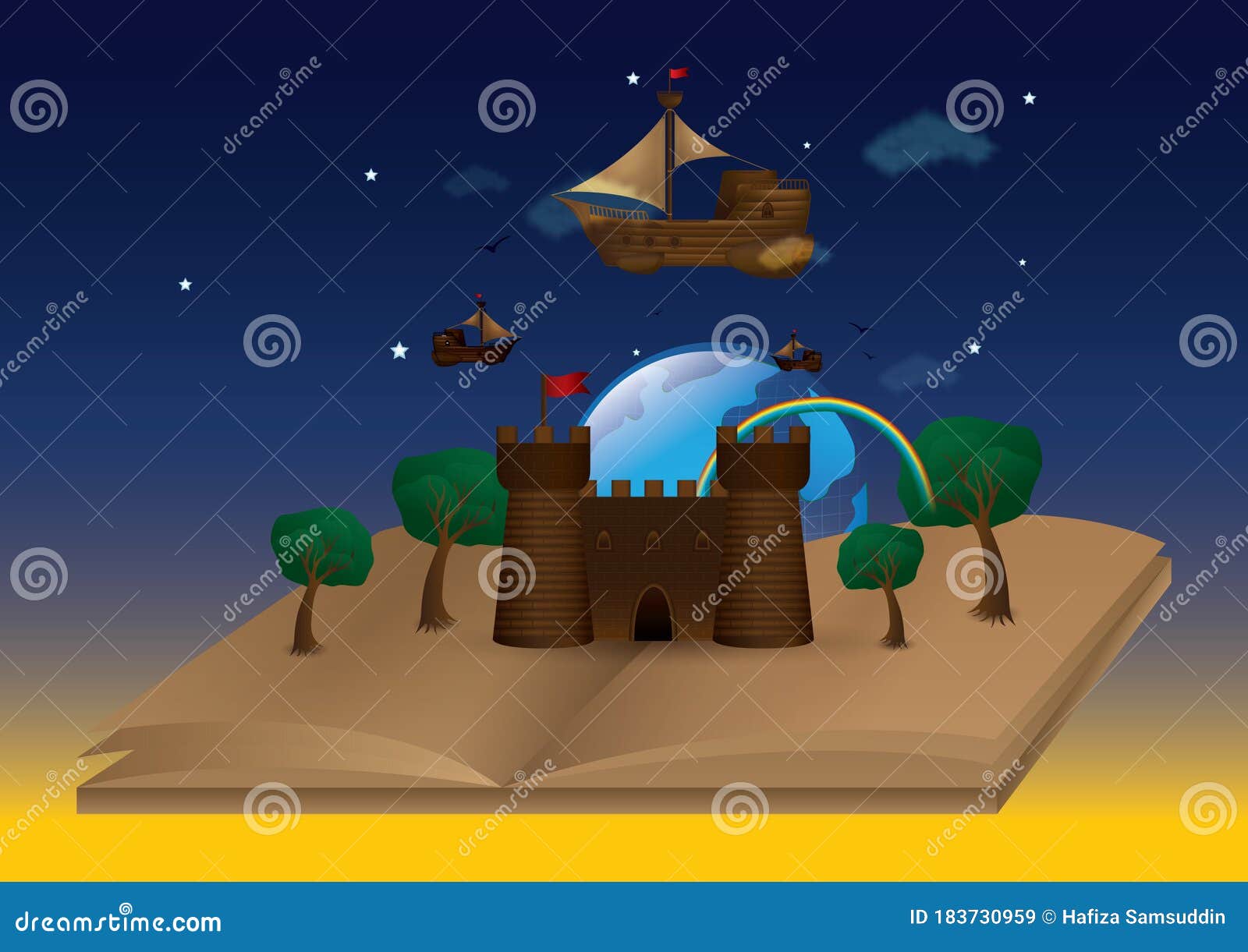 Fantasy Wallpaper. Vector Illustration Decorative Background Design ...