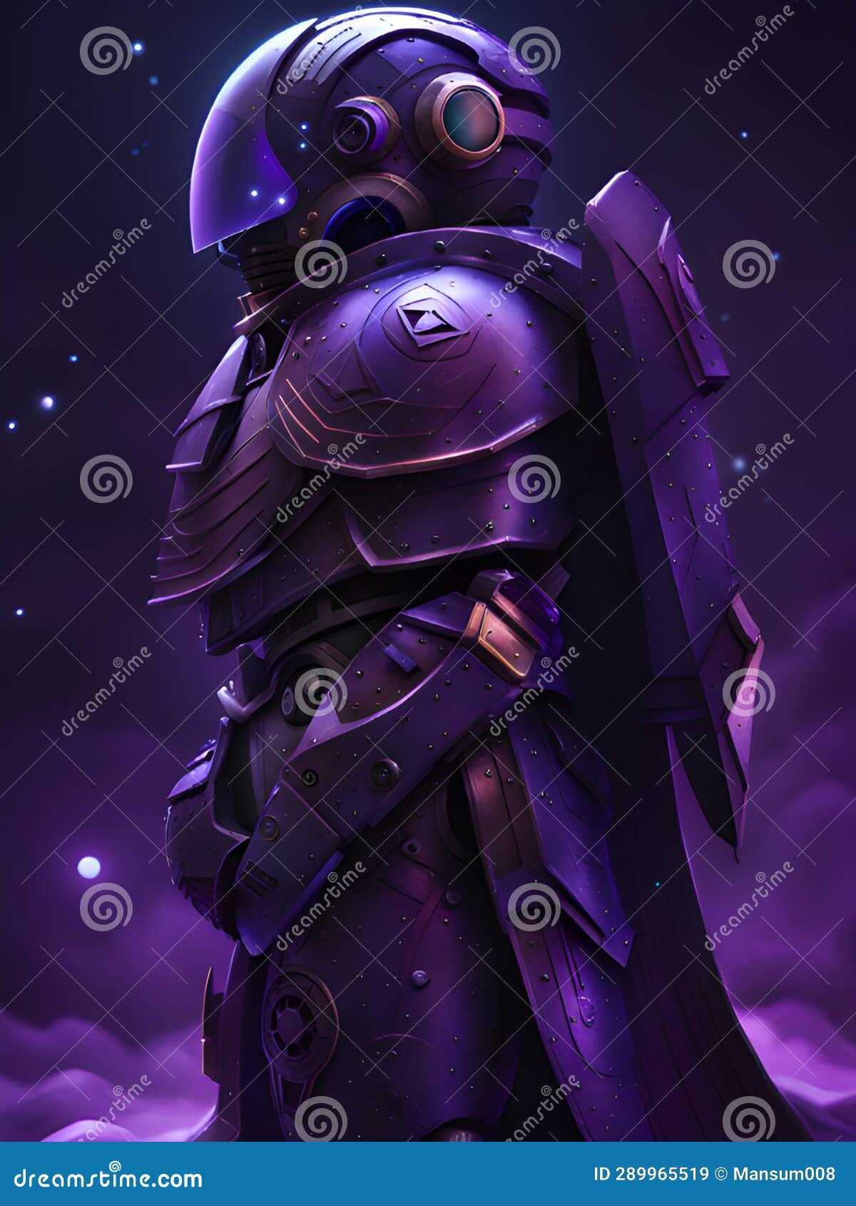 Fantasy Warrior Armor with Purple and Blue Gradient, Ai Generated Stock ...