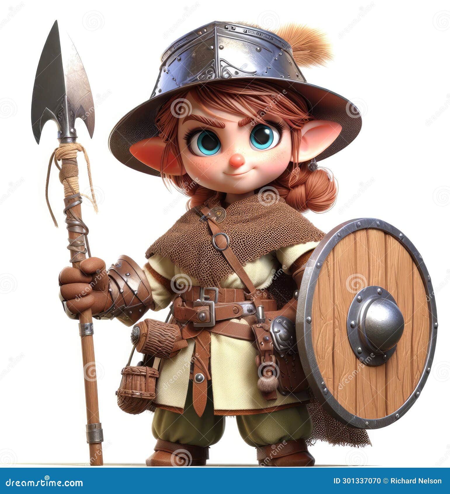 Fantasy Warrior Elf with Spear and Shield Stock Illustration ...