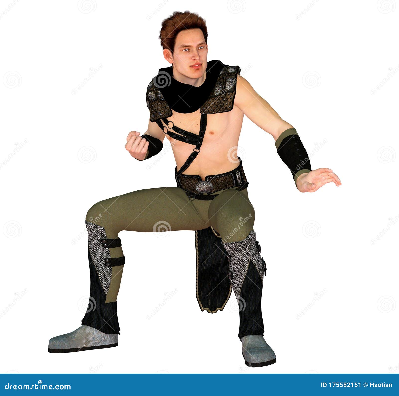 Fantasy Warrior Punching Pose Render Stock Illustration - Illustration ...