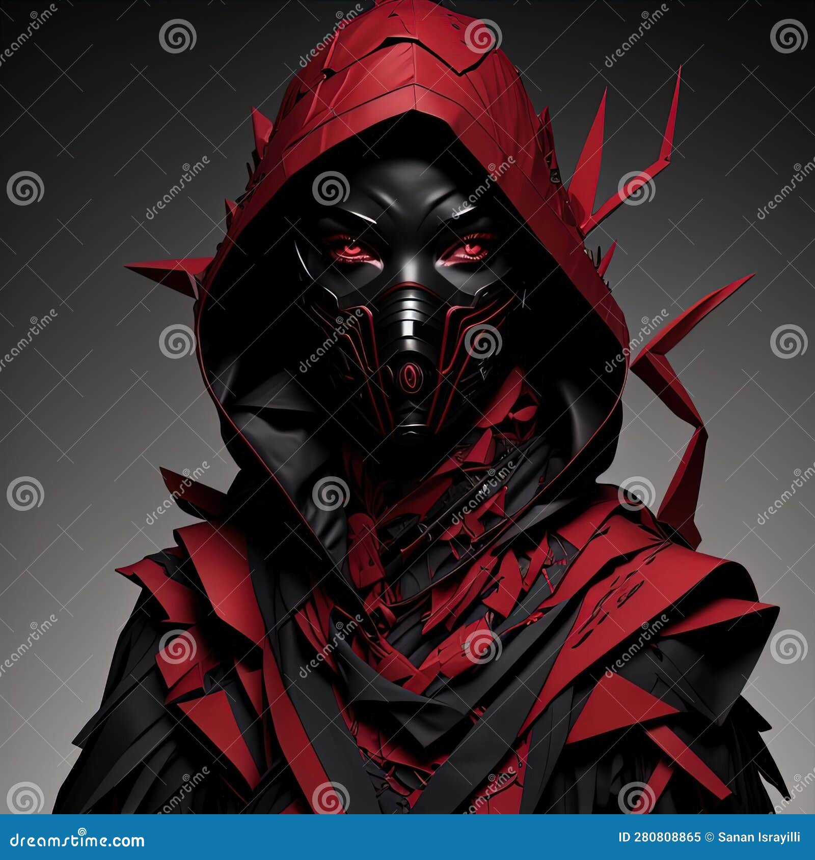 A Fantasy Warrior with Red Armor and Black Armor. Generative Ai Stock ...