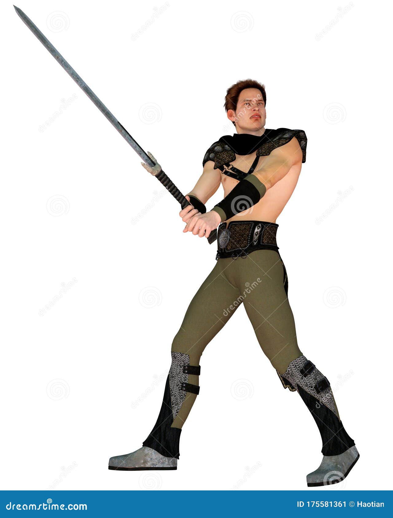 Fantasy Warrior Sword Pose stock illustration. Illustration of sword ...