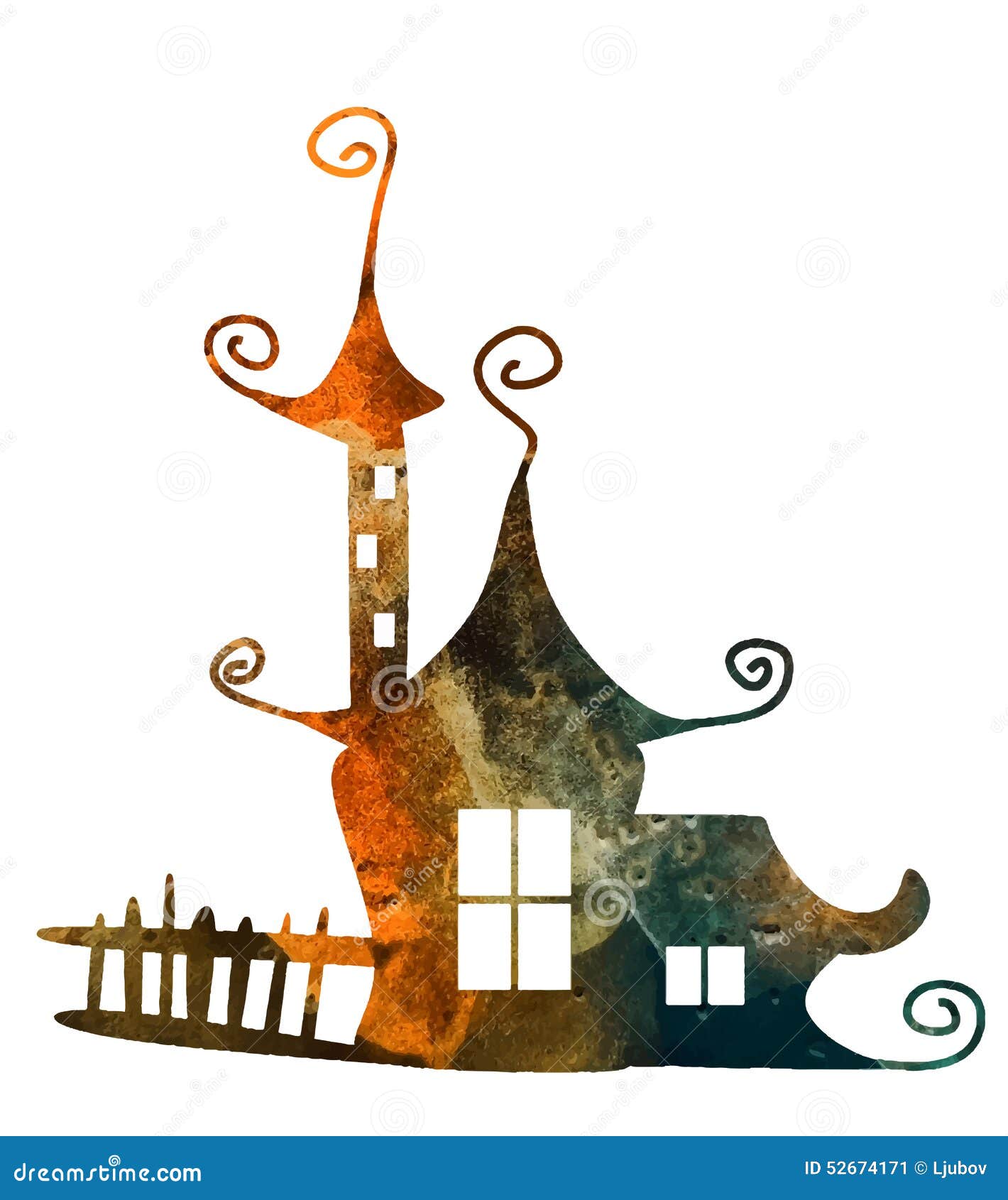 Fantasy Watercolor Urban Landscape Painting With Natural Disaster ...