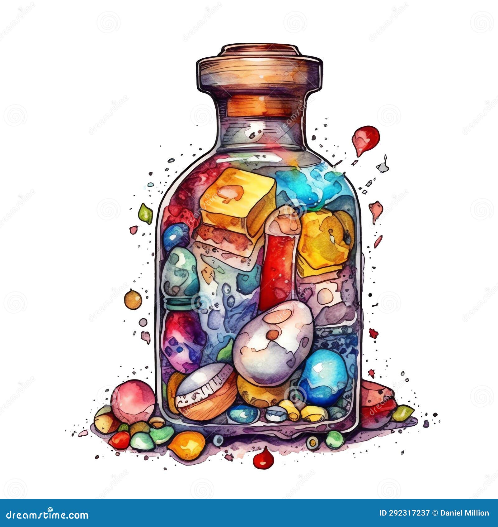 Fantasy Watercolor Potion Illustration Stock Illustration ...