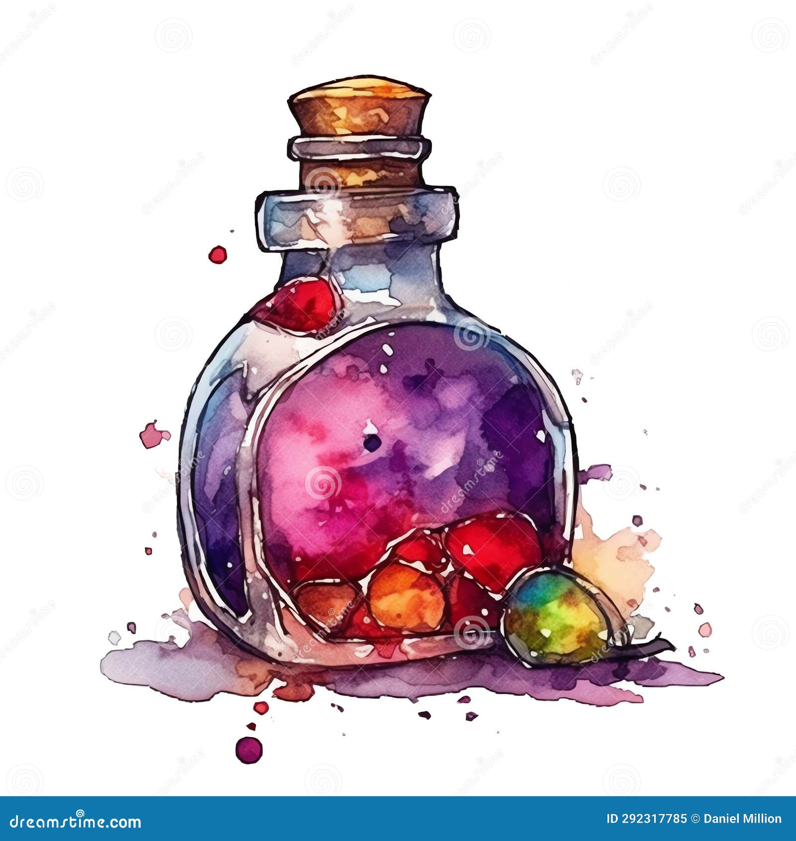 Fantasy Watercolor Potion Illustration Stock Illustration ...