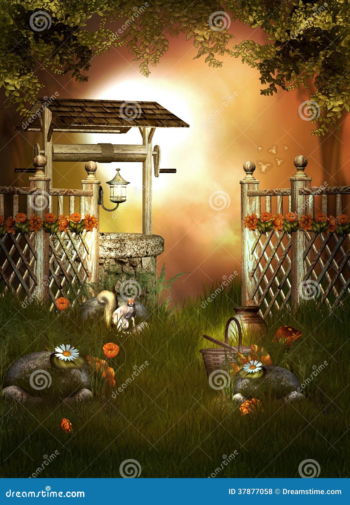 Fantasy Wishing Well stock illustration. Illustration of candles - 37877058