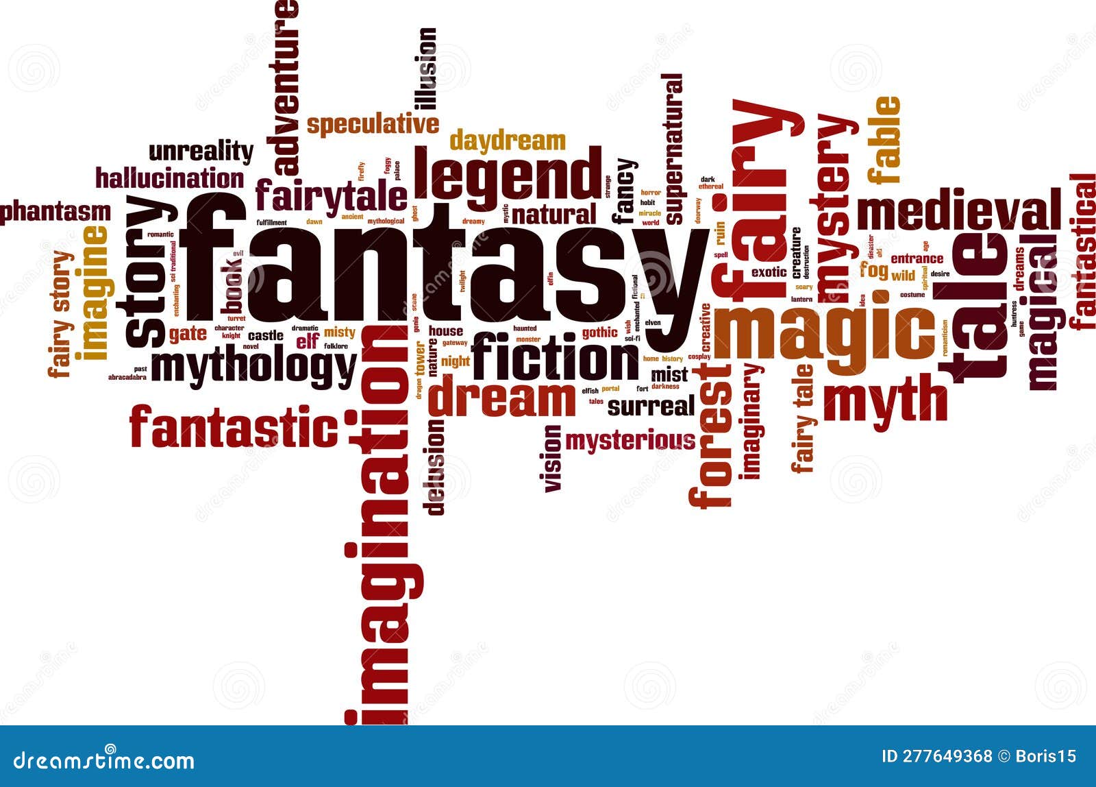 Fantasy word cloud stock vector. Illustration of illusion - 277649368