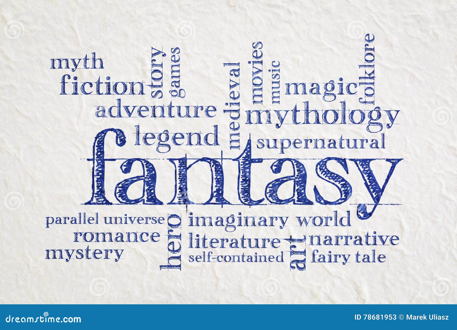 Fantasy Word Cloud on Paper Stock Illustration - Illustration of ...