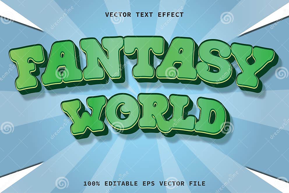 Fantasy Word 3d Text Effect Cartoon Style Editable Text Stock Vector ...