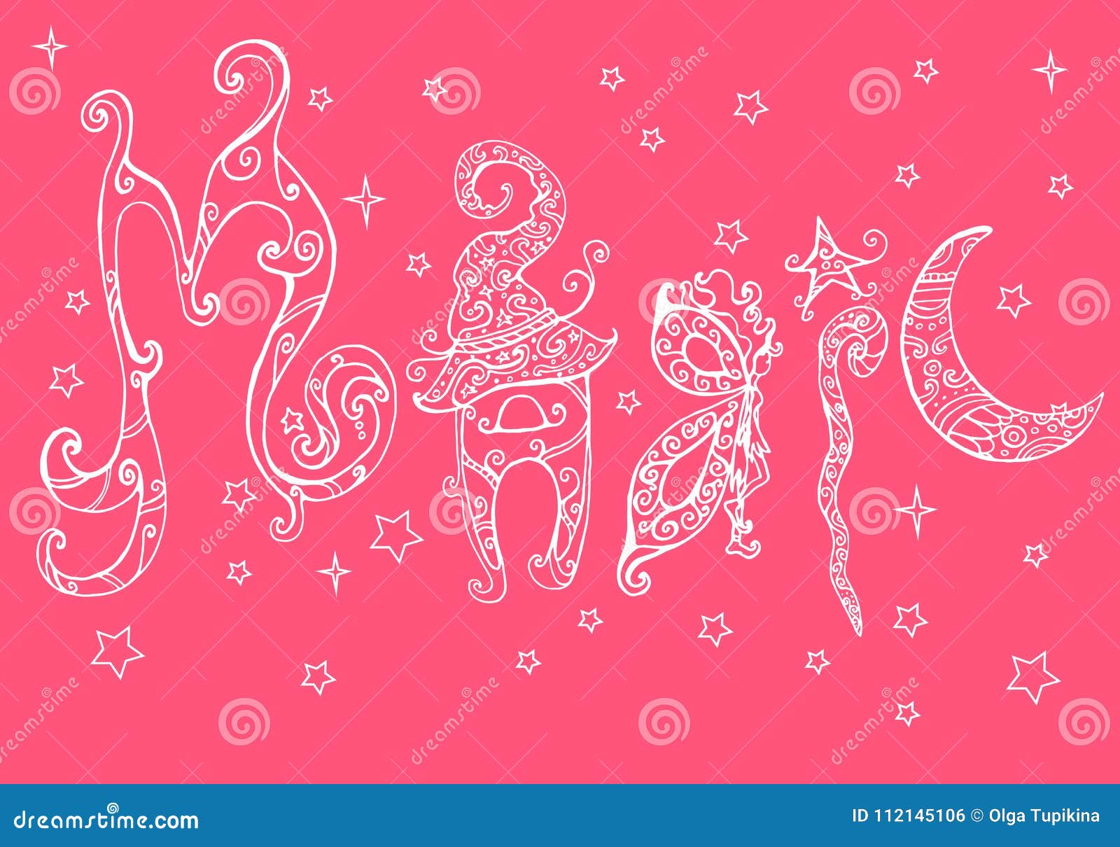 Fantasy Word Magic, Color Page. Stock Vector - Illustration of banner ...