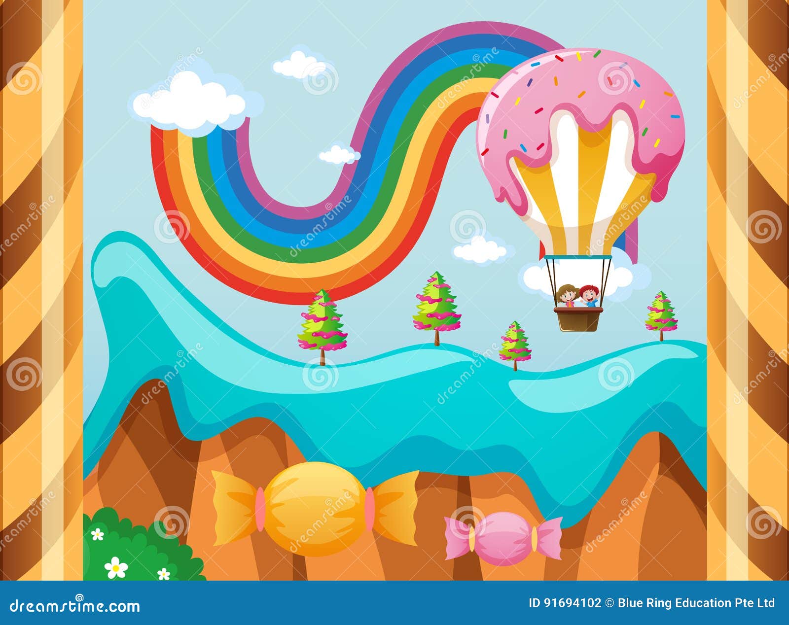 Children In Fantacy Land With Candy Cartoon Vector | CartoonDealer.com ...